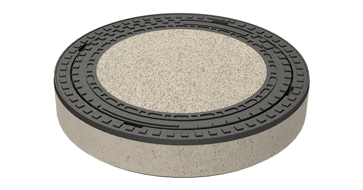 Cover DN610/750mm, B125 Stationary type round frame and cover with concrete