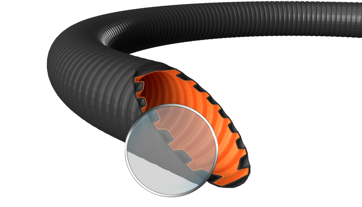 EVOEL FMs-UV-0H-SMART Flexible, halogen-free conduits with UV-stabilisation